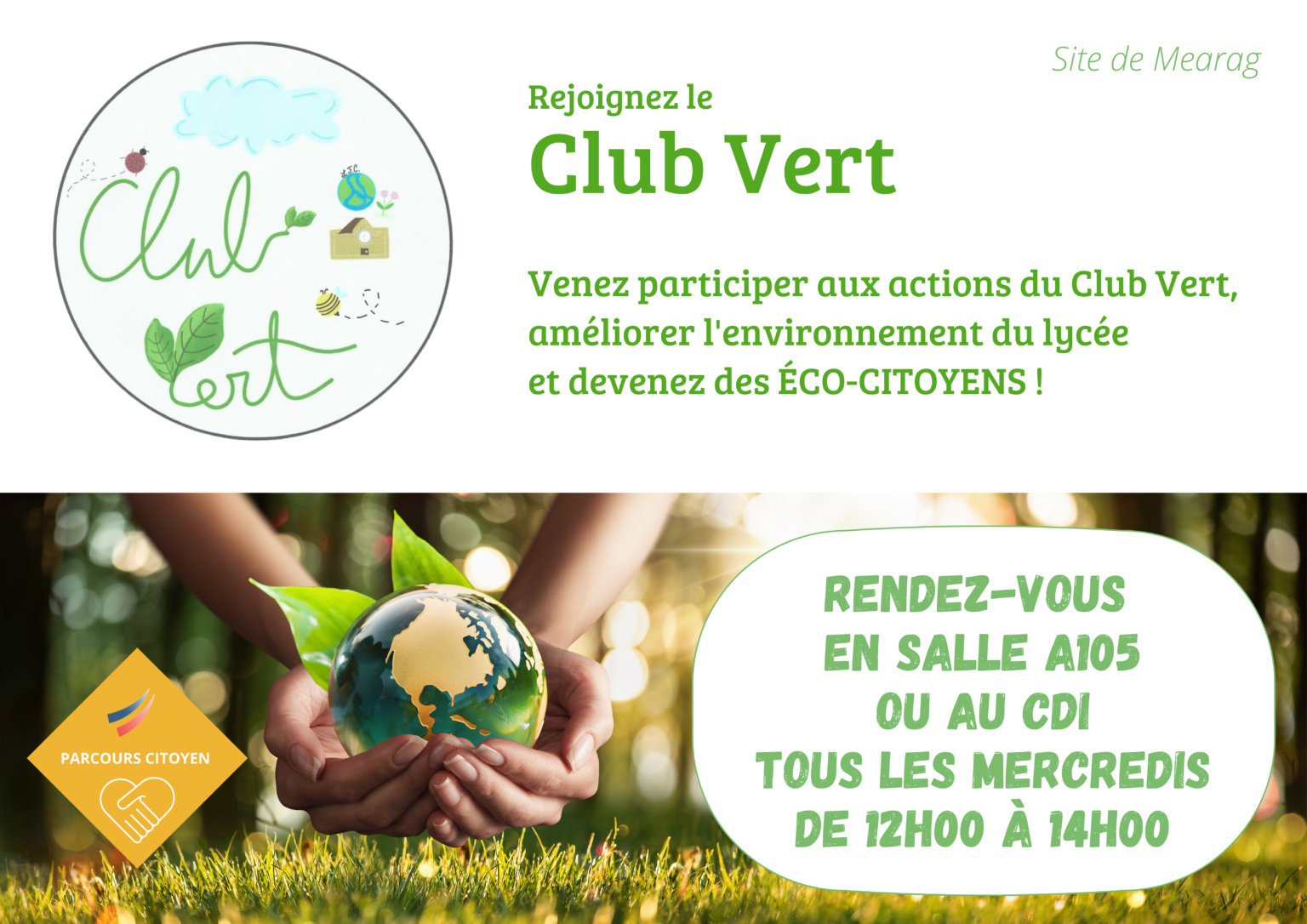 Rejoignez le Club Vert - Site de Mearag - Lycée français du Caire